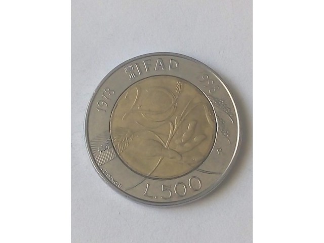 500 Lira 1998.g - Italija - Bimetal - IFAD -