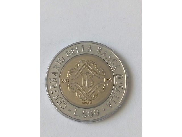 500 Lira 1993.g - Italija - Bimetal -Jubilarna LEPA