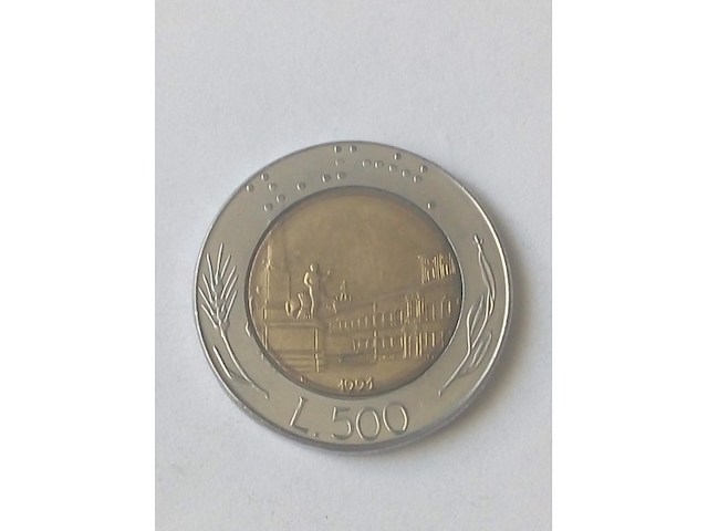 500 Lira 1991.godine - Italija - Bimetal - LEPA