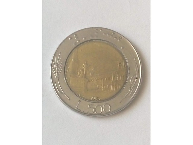 500 Lira 1988.godine - Italija - Bimetal -