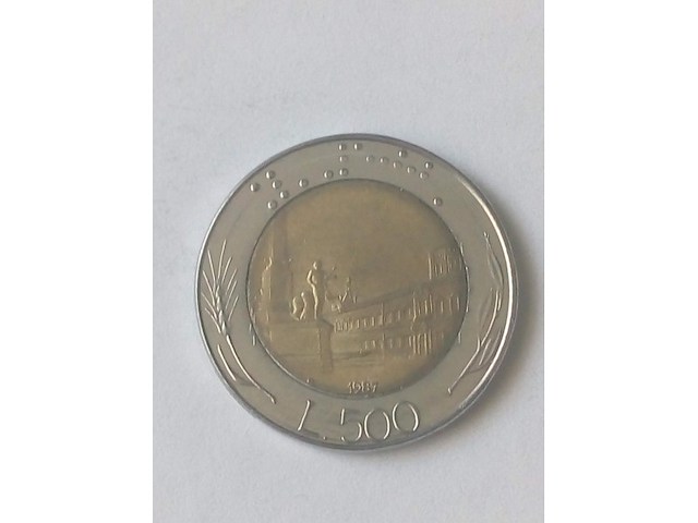 500 Lira 1987.godine - Italija - Bimetal -
