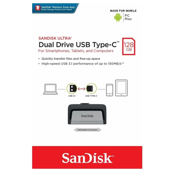 SanDisk Dual Drive USB Ultra 128GB Type-C