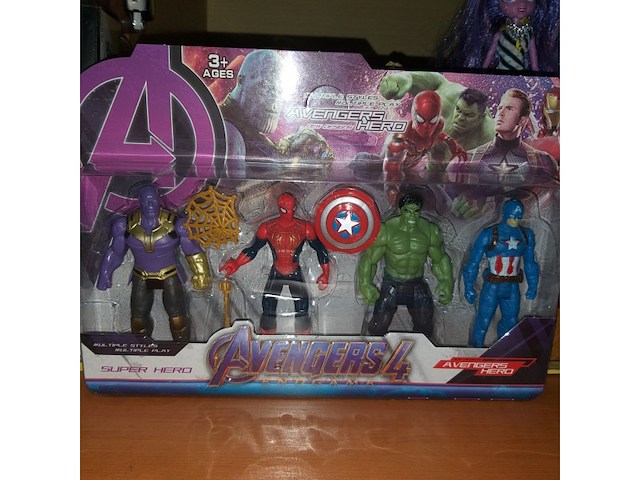 Avengers 4 figure Hulk Ironman Spajdermen i Thanos Novo