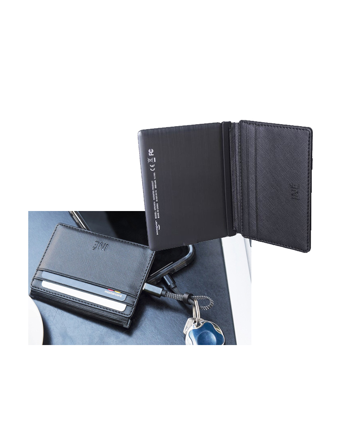 NOVČANIK PUNJAČ WALLET & CHARGER VEGAN LEATHER BLACK Xoopar