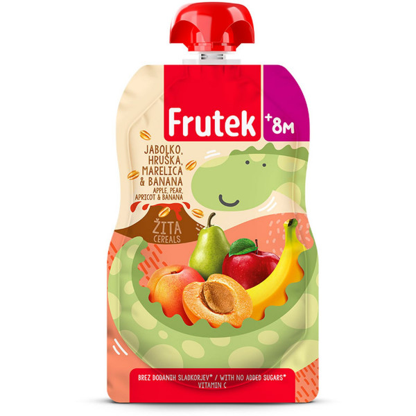 Frutek pouch kajsi.kruška,jab.ban. i 3 žitar.110g