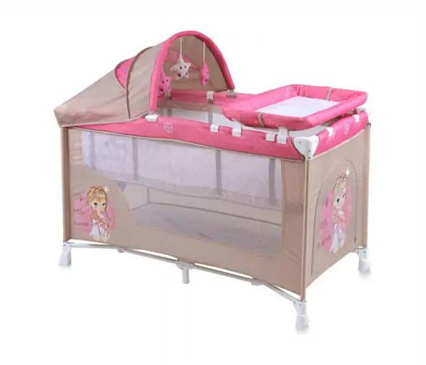 Prenosivi krevetac za bebe Baby Nanny 2 Nivoa Plus Beige & Rose Princess BERTONI