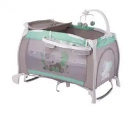 Krevetac prenosivi za bebe iLounge 2 Nivoa Green&Grey Elephant BERTONI