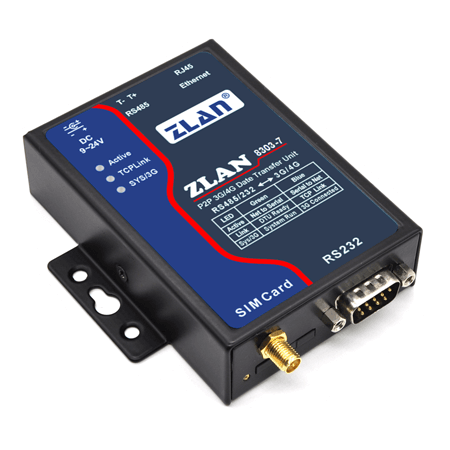 ZLAN industrijski 4G LTE ruter i RS-232/485 serijski device server ZLAN8303-7, DB9 port za RS-232 i terminal za RS-485, 1 x LAN, SIM slot, SMA antena sa postoljem, metal case, 9~24Vdc PSU (kupuje ...