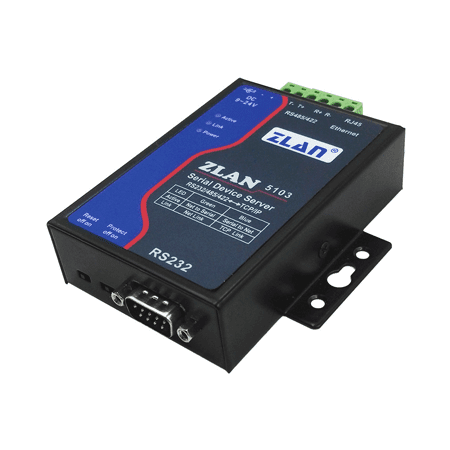 ZLAN industrijski RS-232/422/485 serijski device server ZLAN5103, DB9 port za RS-232 i terminal za RS-422/485, 1 x LAN, 2KV elektromagnetska izolacija, metalno kućište, 9~24Vdc napajanje (kupuje s...