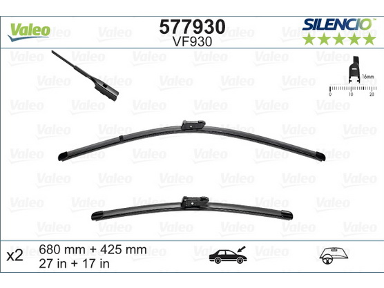 Metlice brisača 680/425mm par SILENCIO FLAT BLADE *12904242*