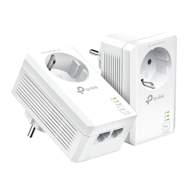 TP-Link TL-PA7027PKIT 1000Mbps AV1000 Powerline Adapter Kit (2 kom komplet) sa integrisanom šuko utičnicom za mrežu preko strujne instalacije, 2xGigabit LAN, plug&play instalacija, domet do 300m