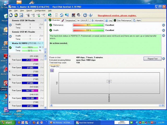 300 Gb Maxtor pata 3.5 inca - 100 %