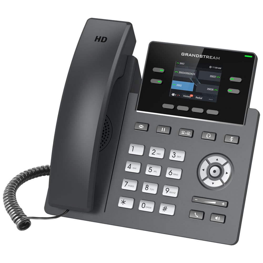 Grandstream GRP2612W Carrier-grade 4-line/2-SIP VoIP HD WiFi dual-band 2.4/5GHz telefon, podesivi 2.4" TFT color LCD 320x240 displej, 16 Virtual Multi-Purpose (VPK) i BLF tastera, 2 x UTP porta 10...