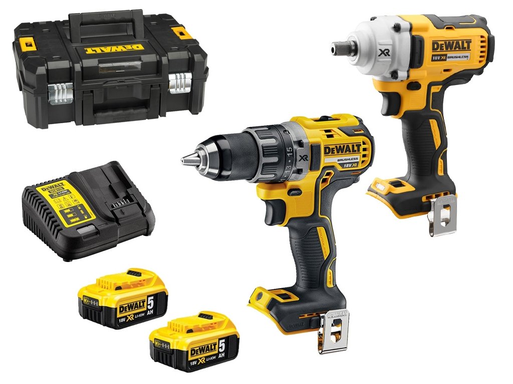 DeWalt-set akumulatorskih bušilica DCK2077P2T (DCD791 + DCF894 + 2 x baterija 18V/5Ah + punjač + kofer)