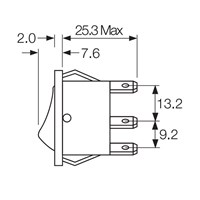 TASTER 16A 250V 2-pol, (ON)-OFF-(ON)