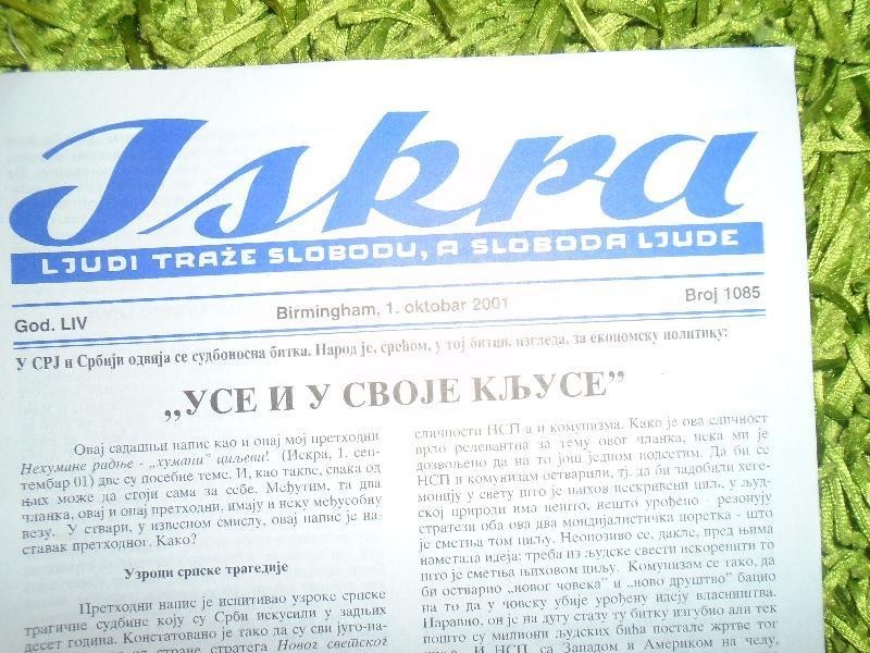 ISKRA novine br.1085 1.oktobar 2001.