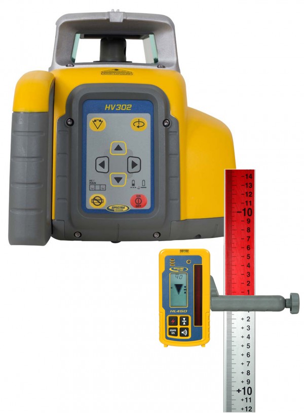 Rotacioni laser set SPECTRA HV 302 - 800m - sa prijemnikom, držačem HL450 u koferu