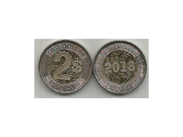 Zimbabwe 2 dollar 2018. Bond coin UNC bimetal