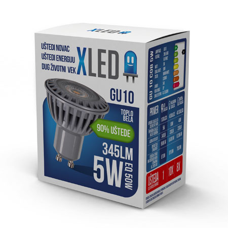 Led sijalica,GU10 – 5W,220V,Toplo bela,3000K,345Lm