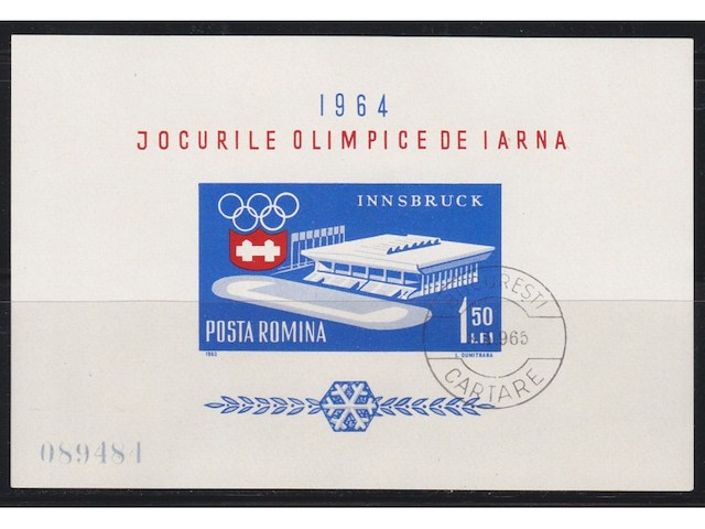 Rumunija 1964 Zimska olimpij.u Insbruku,blok ponisteno