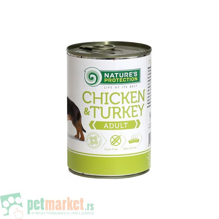 Nature’s Protection: Vlažna hrana za odrasle pse Adult, piletina i ćuretina, 400 gr