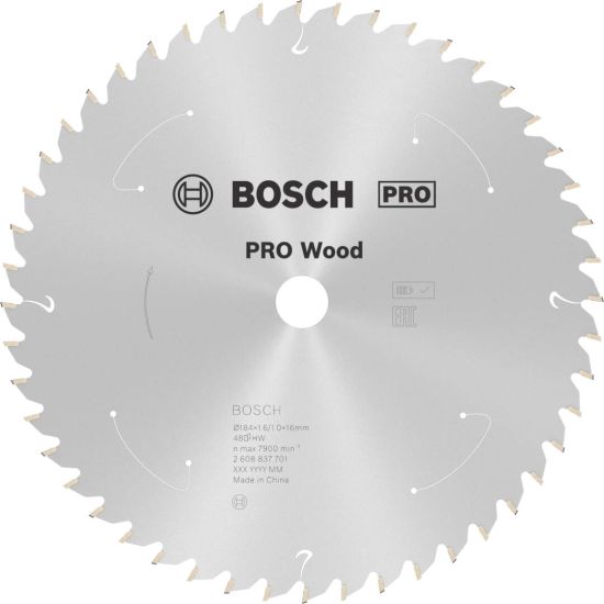 Bosch PRO Wood list za akumulatorsku kružnu testeru 184x1.6x16 mm 48z ATB max 7.900 o/min 5/15 (2608837701)