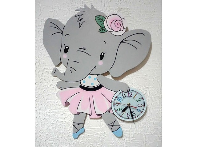 Balerina slon, zidni sat za decu