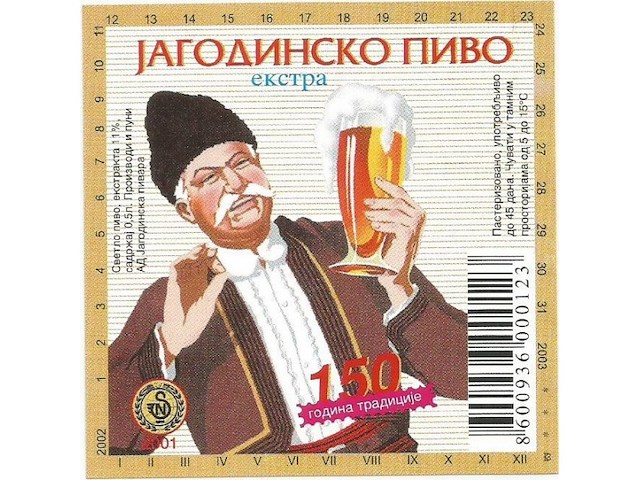 Jagodinsko Pivo 0.5 stara pivska etiketa