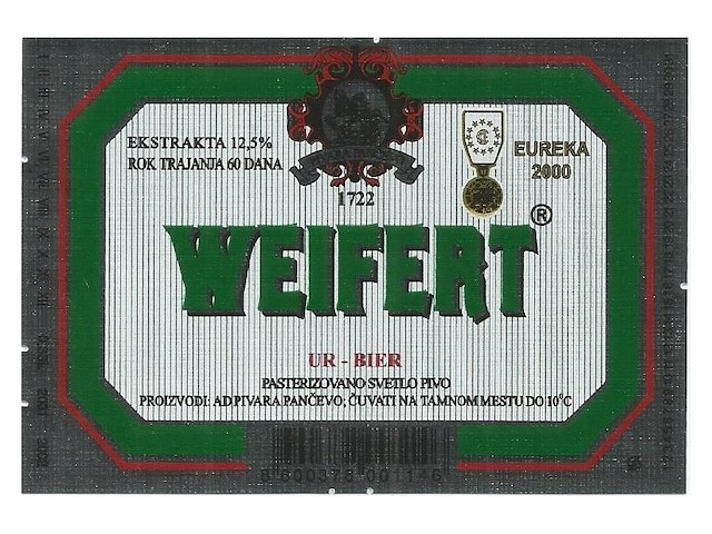 WEIFERT AD Pivara Pancevo pivska etiketa