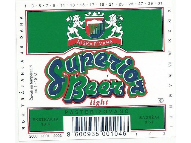 SUPERIOR BEER Niska Pivara 0.5 etiketa