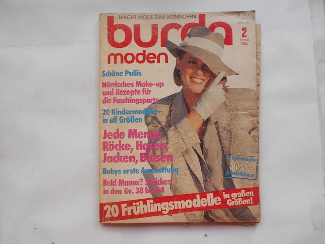 Burda  moden  2/1985. , nemački + prevod,krojevi
