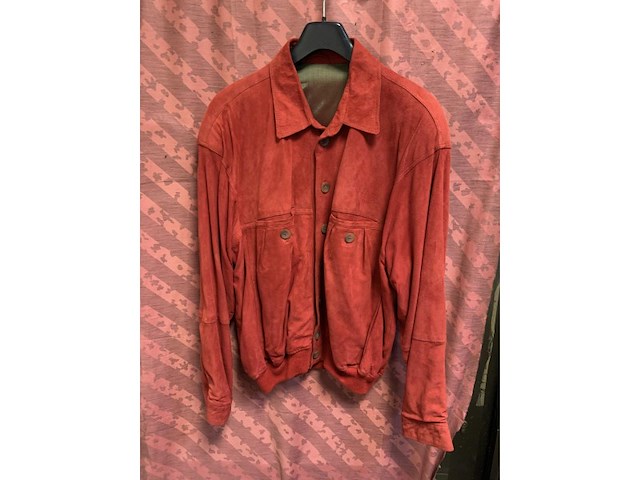 Crvena jakna od prave (prevrnute) kože