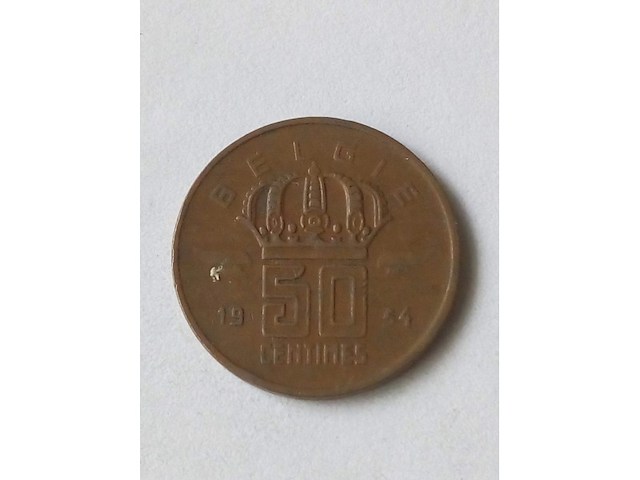 50 Centimes 1954.g - Belgija - Lepa Patina