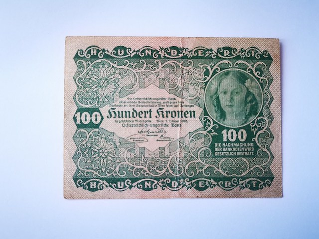 Austrija 100 kronen 1922