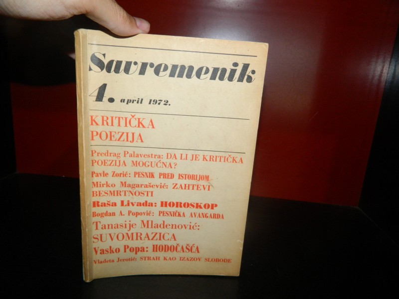 Kritička poezija, časopis Savremenik 4. april 1972