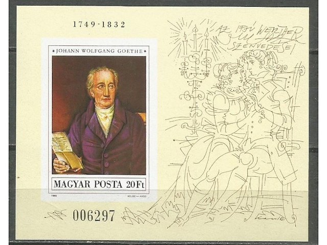 Mađarska,100 god smrti-J.W.Goethe 1982.,blok,nezupčan,