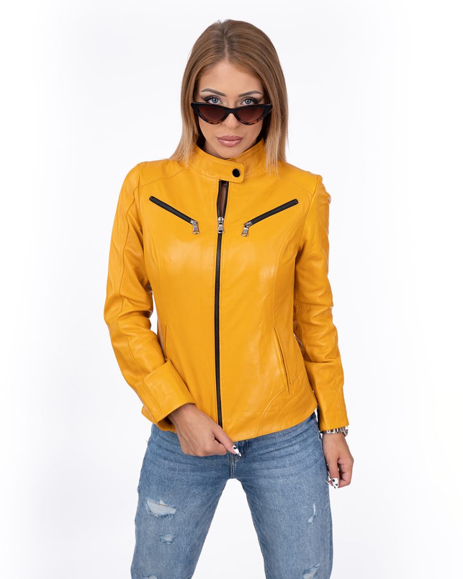 Kožna jakna Lara – Žuta