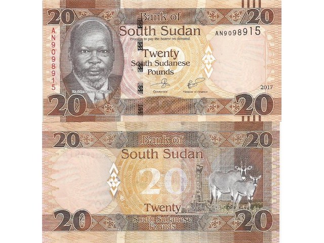 South Sudan 20 pounds 2017. UNC