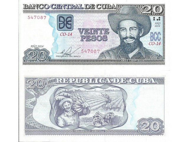 Cuba 20 pesos 2014. UNC