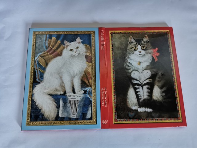 10 razglednica sa kovertama - Cat with heart