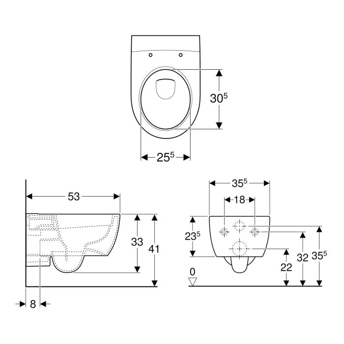 GEBERIT iCON Round RIM-FREE WC šolja konzolna + daska