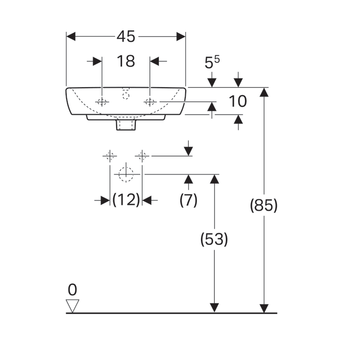 GEBERIT Selnova Square lavabo 45 cm