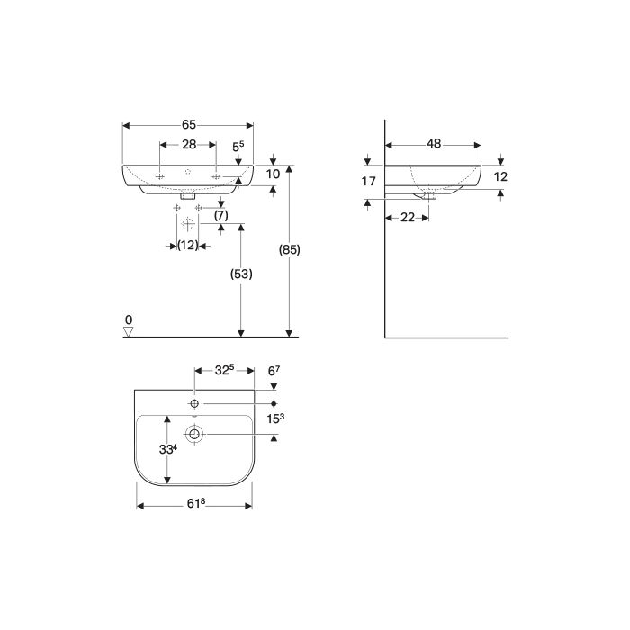 GEBERIT Smyle lavabo 65 cm