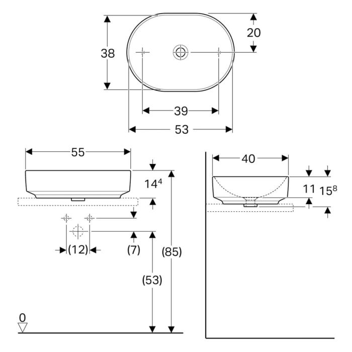 GEBERIT VariForm 55 cm elipsasti