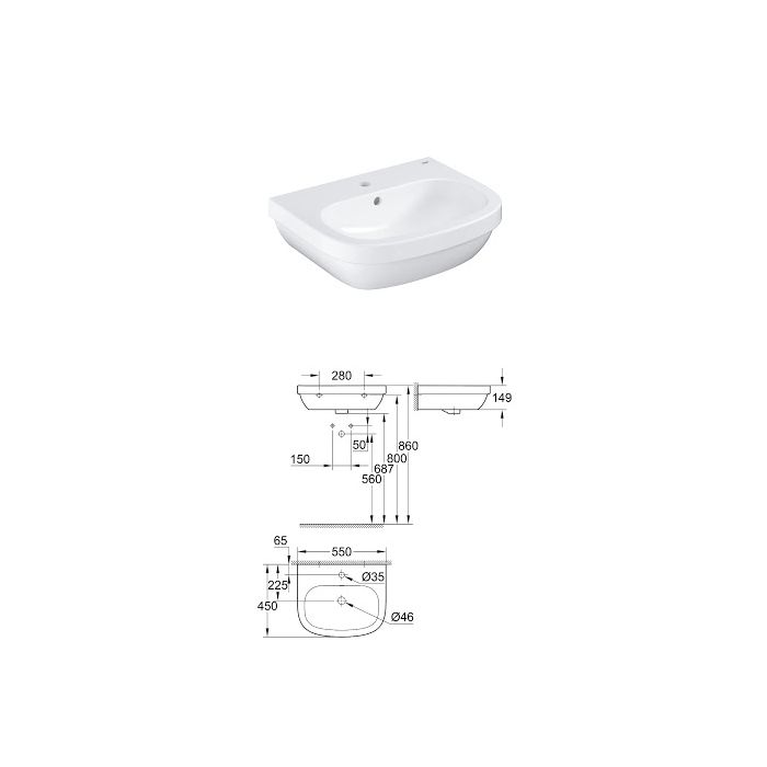 GROHE EURO lavabo 55 cm