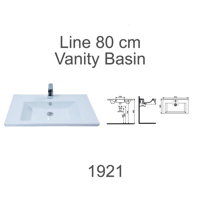 Lavabo ravan 80cm za ormarić LINE