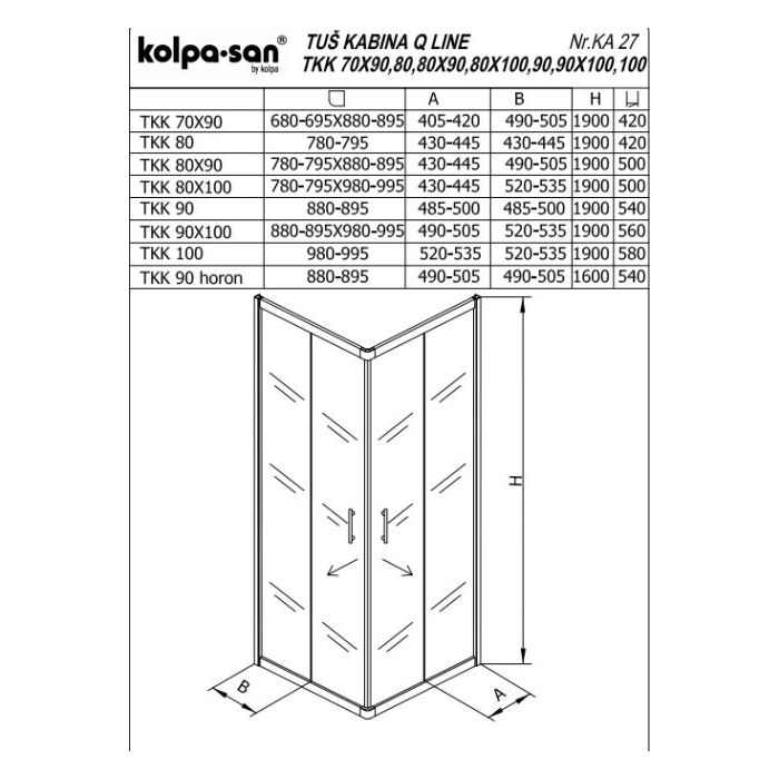 100x100 K beli ram providno staklo KOLPA