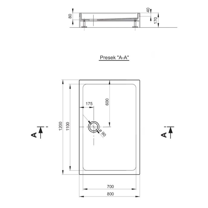 Tuš kada 120x80 K SATURN