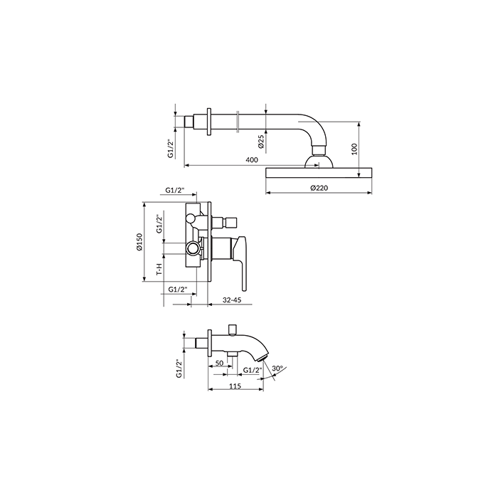 ROSAN B/2 ugradni set sa izlivom JB31701