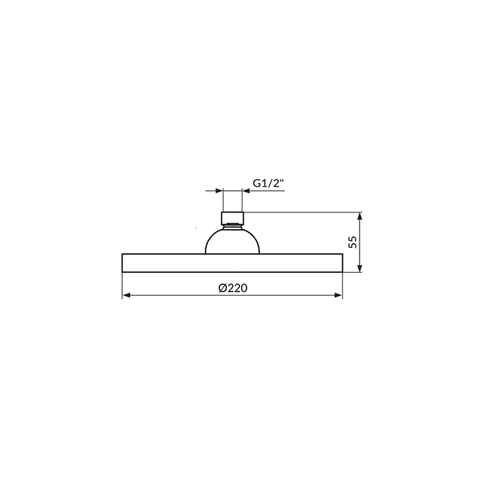 ROSAN Dark crna tuš ruža KRUG 22cm